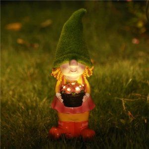 Accents | Flocked Lady Garden Gnomes Solar Gnome Decoration Garden ...